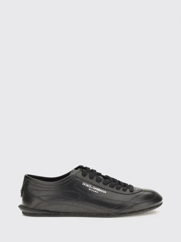 Dolce & Gabbana Lipari Low-top Smooth Calfskin Sneakers With Logo - Black