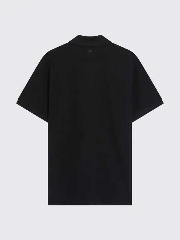 AMI Paris Logo Cotton Polo Shirt - Black