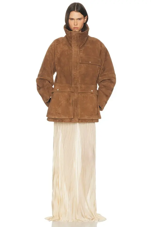 HELSA Suede Oversized Utility Jacket
