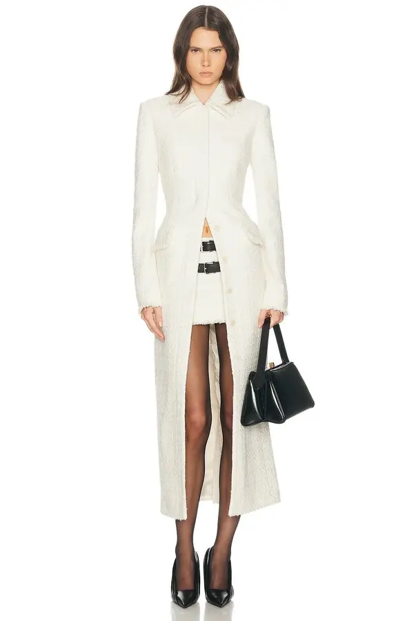 HELSA Tweed Curve Coat - Cream