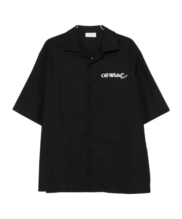 Off-White Logo Printed Button-up Shirt - Black