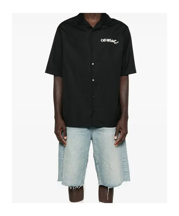 Off-White Logo Printed Button-up Shirt - Black