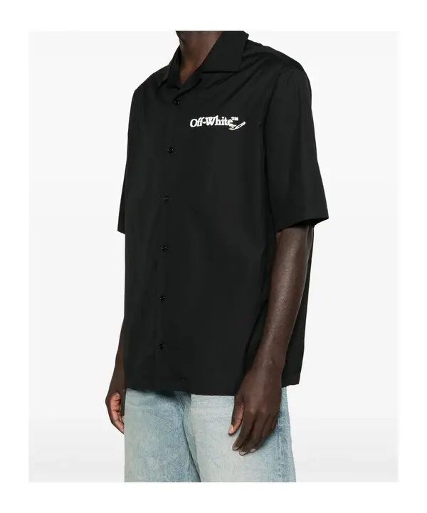 Off-White Logo Printed Button-up Shirt - Black