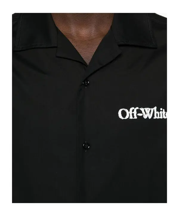Off-White Logo Printed Button-up Shirt - Black