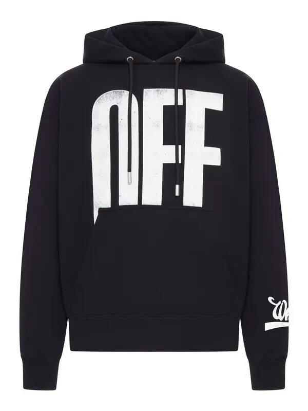 Off-White Logo Printed Drawstring Hoodie - Black