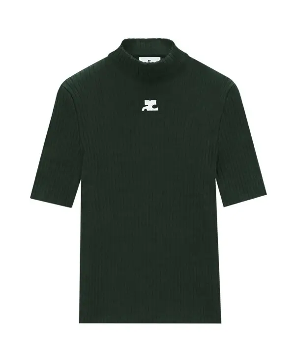 COURREGES Courrèges Reedition Short-sleeved Ribbed Jumper - Black