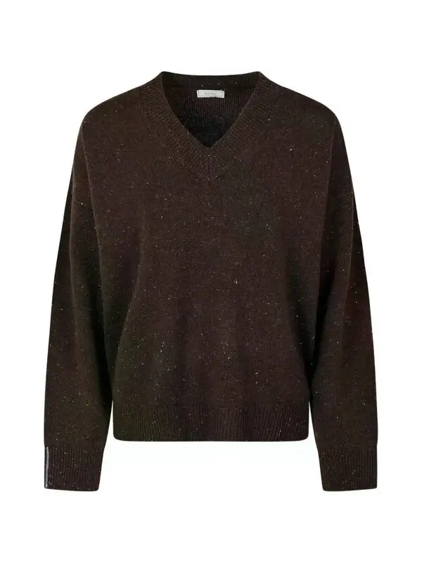 Peserico Flecked V-neck Sweater - Brown