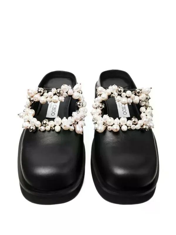 JIMMY CHOO Ingrid Faux-pearl Embellished Mules