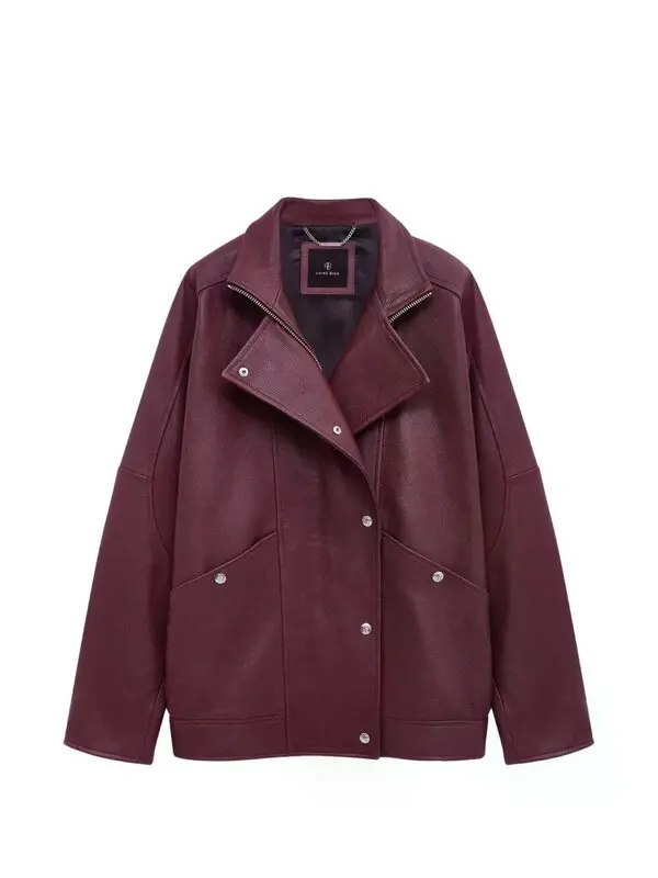 ANINE BING Sandy Jacket Burgundy Leather - Red