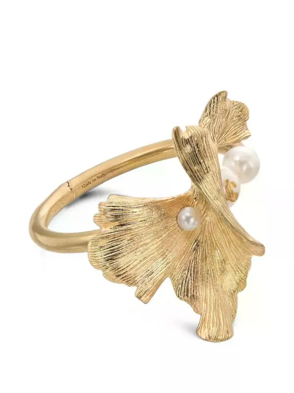 JIMMY CHOO Wave Pearl Cuff White And -finish Metal Cuff Bracelet With Pearl Embellishments - Gold