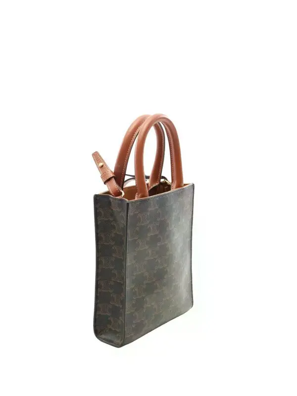 Celine 2000-2026 Mini Triomphe Coated Canvas Vertical Cabas Satchel - Brown