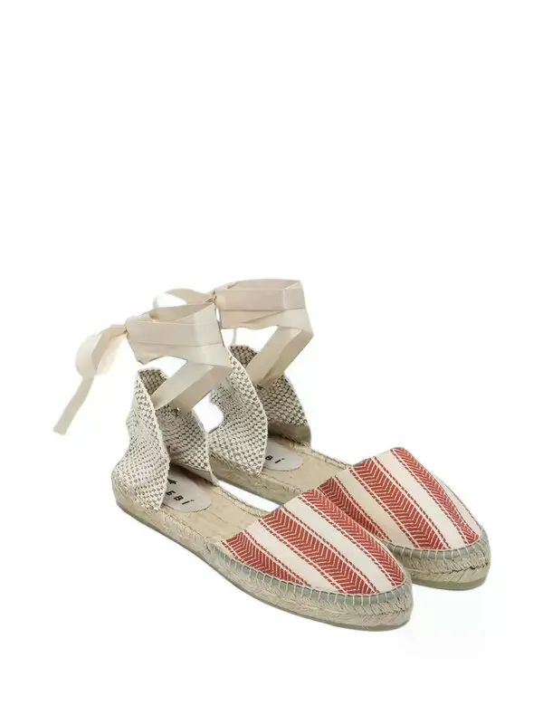 Manebí Striped Lace-up Flat Espadrilles - Neutrals