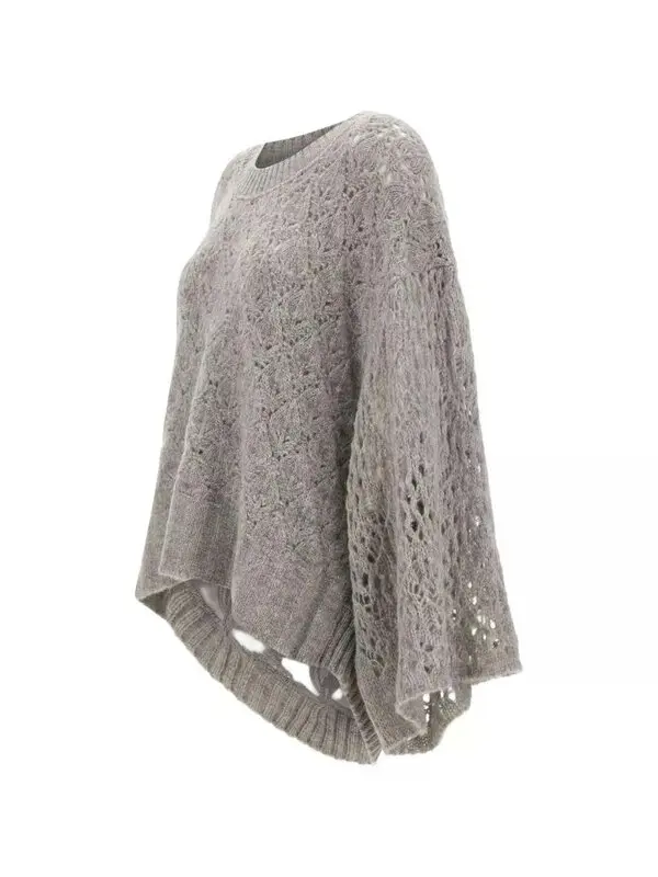 MAURIZIO MYKONOS Lace-panel Open-knit Poncho