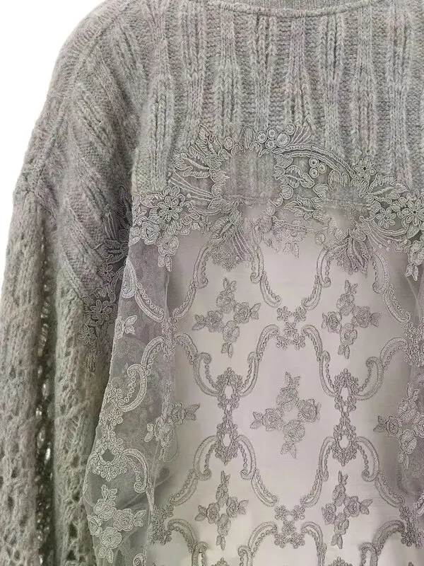 MAURIZIO MYKONOS Lace-panel Open-knit Poncho