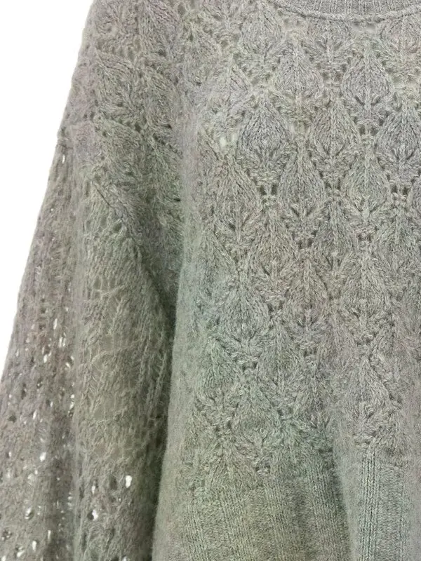 MAURIZIO MYKONOS Lace-panel Open-knit Poncho