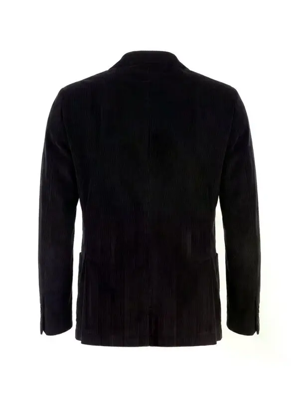LARDINI Corduroy-texture Single-breasted Blazer - Blue