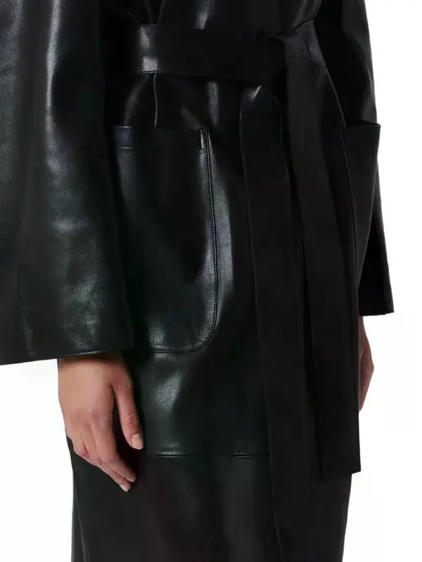 Nour Hammour Ruelle Belted Leather Coat