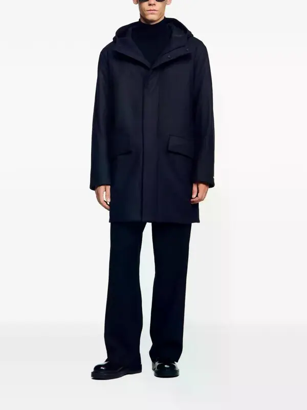 Sandro Hooded Zip-up Parka - Blue