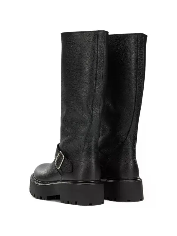 SUMMERY COPENHAGEN Buckled Grained Leather Boots