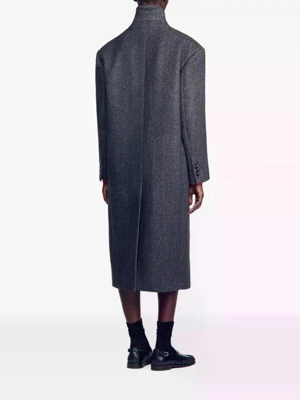 Sandro Herringbone-pattern Wool Coat