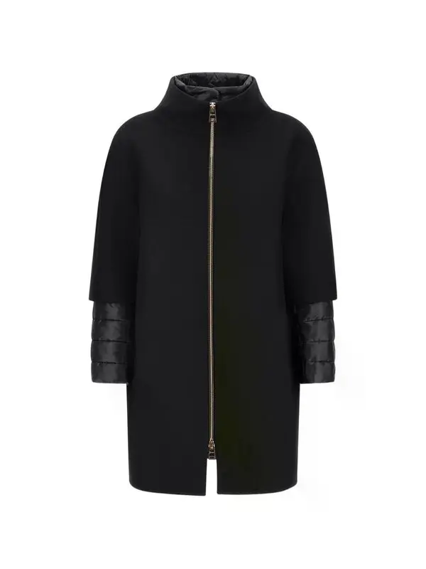 Herno Layered Zip-up Coat - Black