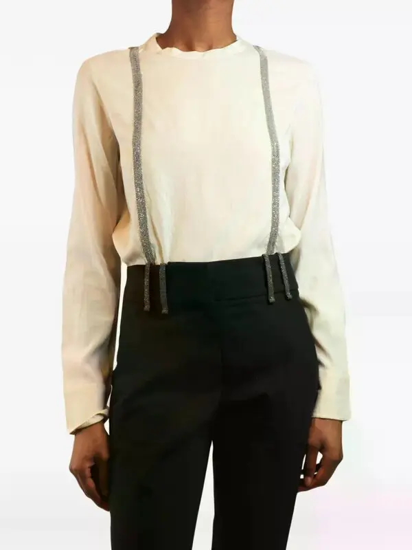 Brunello Cucinelli Bead-embellished Long-sleeve T-shirt - Neutrals