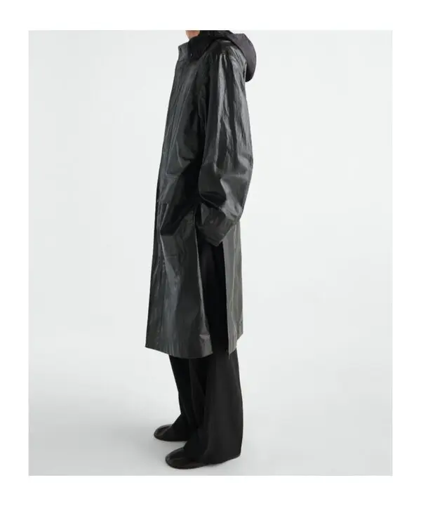 LEMAIRE Long Raincoat In Rubberized Cotton Linen