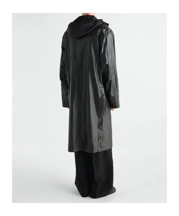 LEMAIRE Long Raincoat In Rubberized Cotton Linen