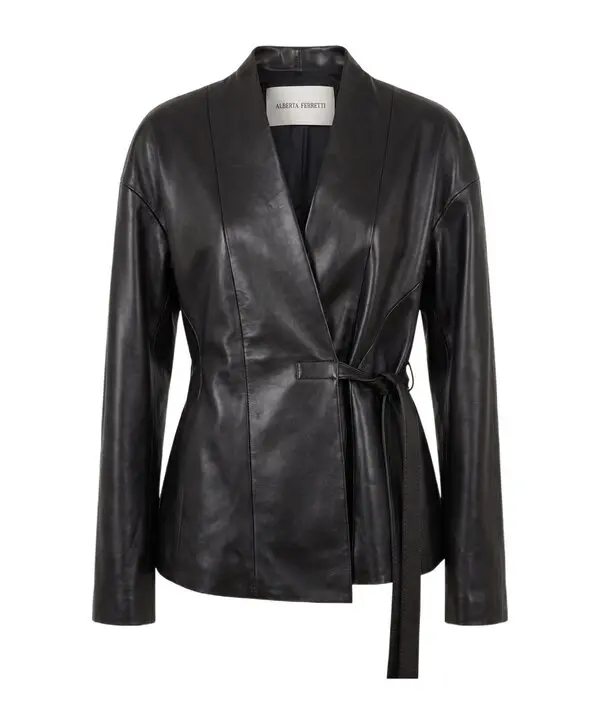 Alberta Ferretti Long-sleeve Leather Jacket - Black