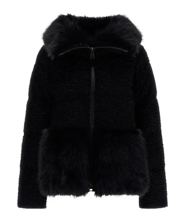 Herno Astrakhan-effect Fur-touch Jacket - Black