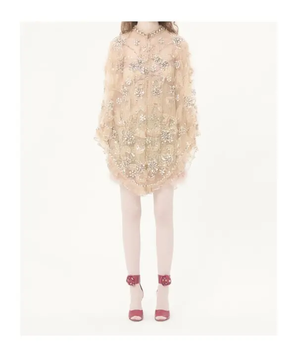 Valentino Garavani Embroidered Tulle Illusion Cape