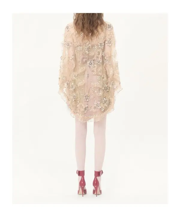 Valentino Garavani Embroidered Tulle Illusion Cape