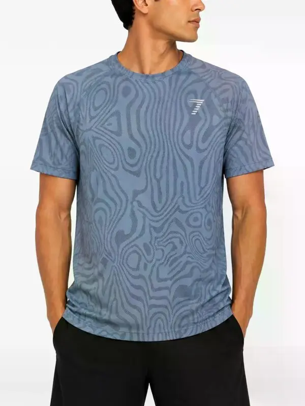 Emporio Armani Abstract-print Raglan-sleeve T-shirt - Blue