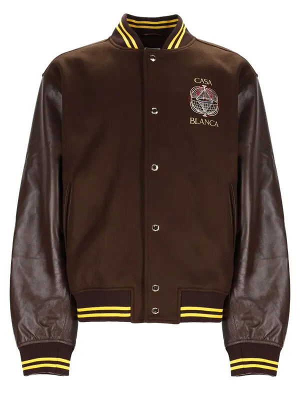 Casablanca Giacca College In Lana E Pelle - Brown