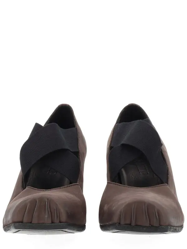 UMA WANG Ballerina In Pelle Con Tacco Medio - Brown