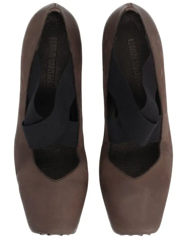 UMA WANG Ballerina In Pelle Con Tacco Medio - Brown