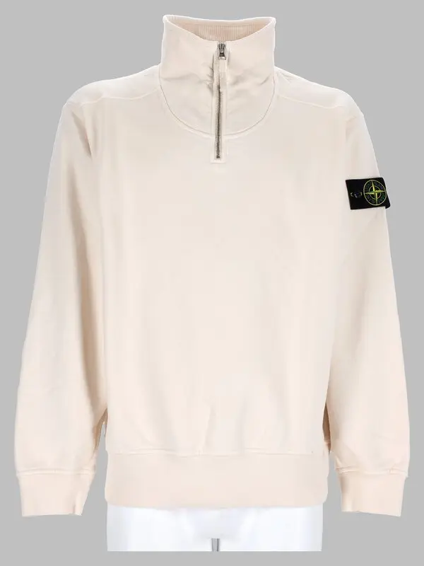 Stone Island Felpa Con Zip Corta E Patch Logo