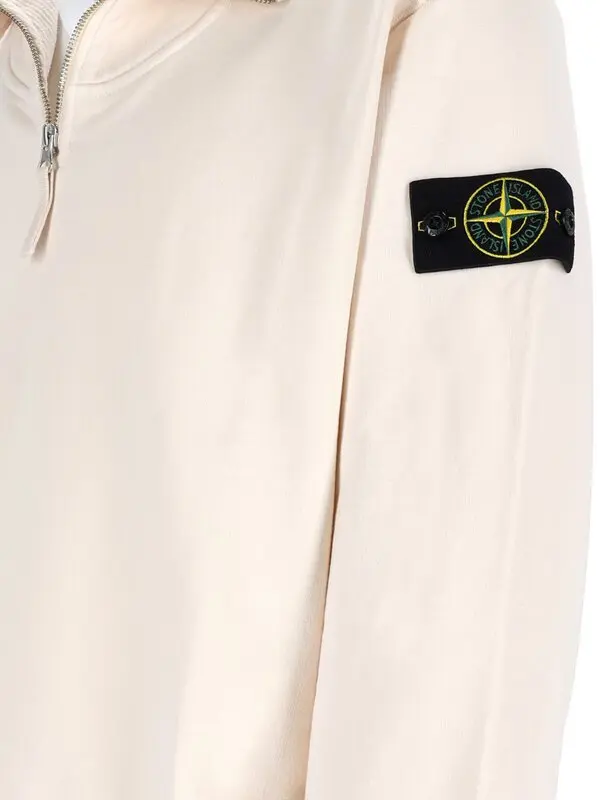 Stone Island Felpa Con Zip Corta E Patch Logo