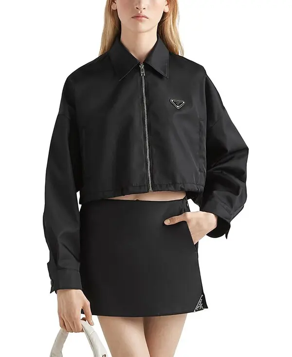 Prada Re-nylon Cropped Blouson Jacket - Black