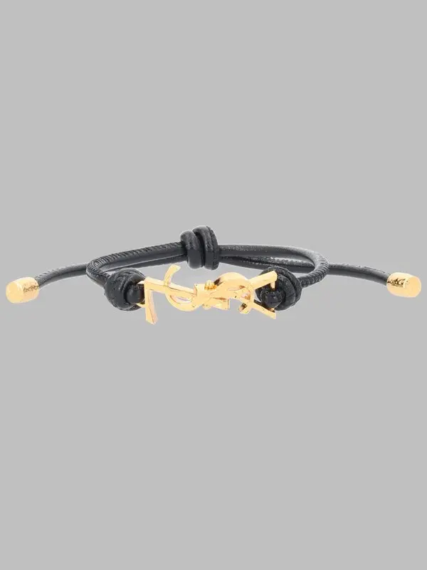 Saint Laurent Bracciale Cassandre Con Cordino In Pelle