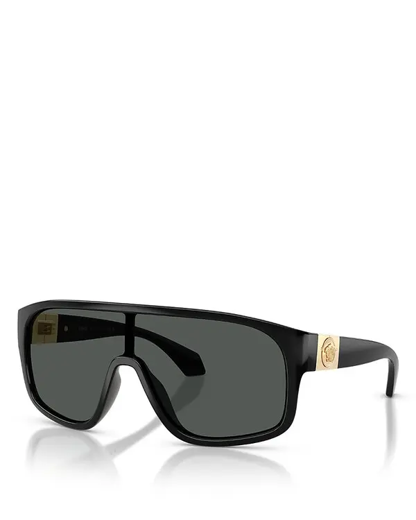 Versace Rectangular Shield Sunglasses, 131mm - Black