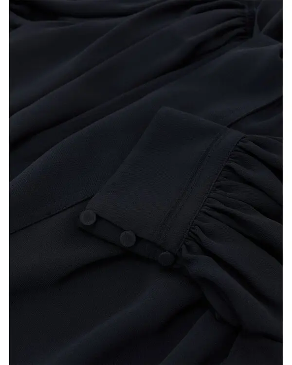 REISS Lerina Tie Neck Short Sleeve Top
