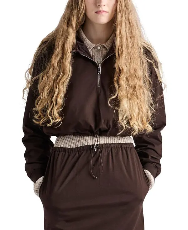 Prada Reversible Cotton Jersey And Re-nylon Hoodie - Brown