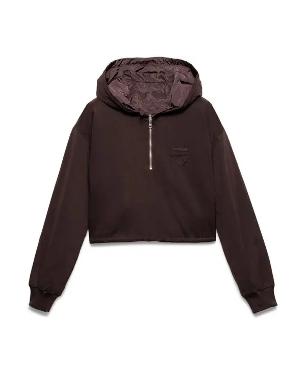 Prada Reversible Cotton Jersey And Re-nylon Hoodie