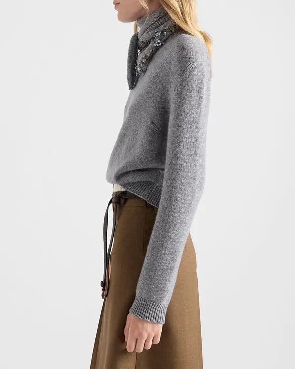 Prada Cashmere Crew-neck Sweater With Scarf