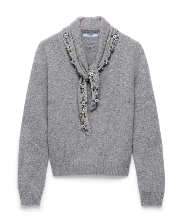 Prada Cashmere Crew-neck Sweater With Scarf
