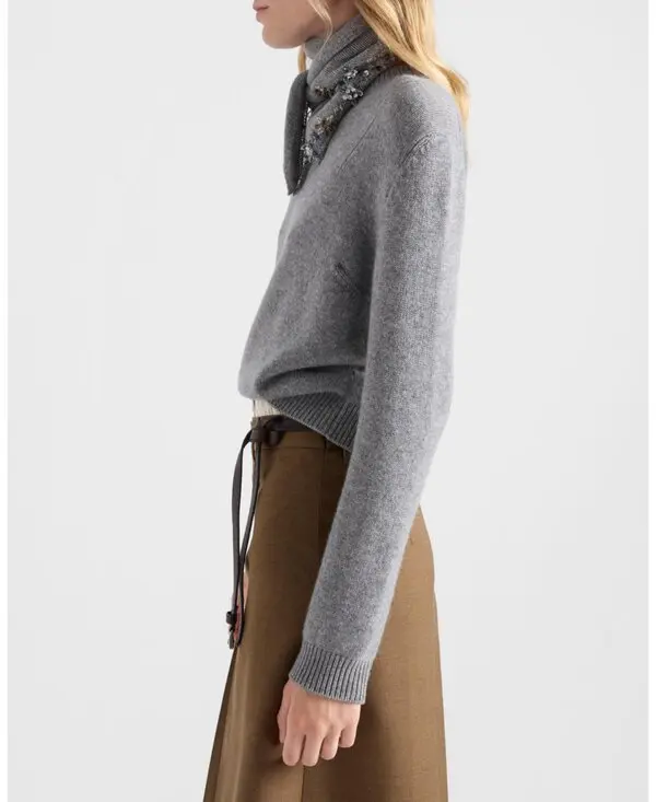 Prada Cashmere Crew-neck Sweater With Scarf