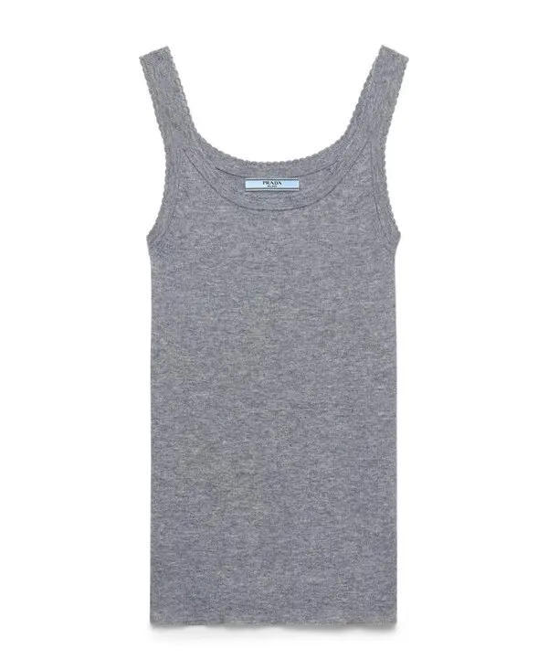 Prada Ribbed Knit Cashmere Tank Top