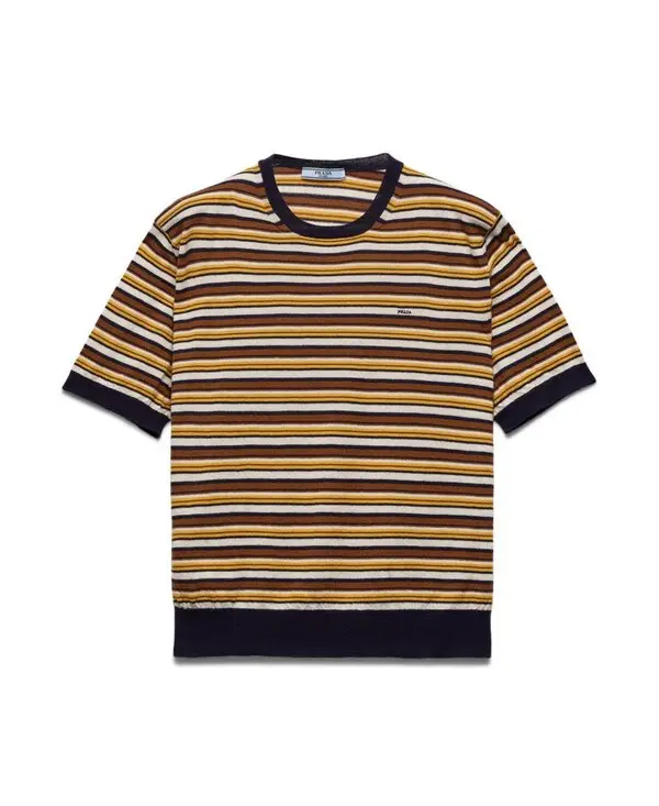 Prada Short Sleeved Striped Cashmere Sweater