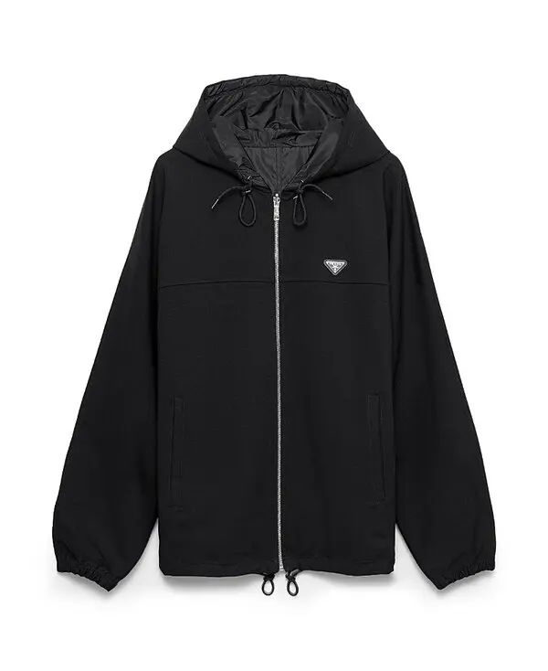 Prada Technical Fleece Hoodie Jacket - Black